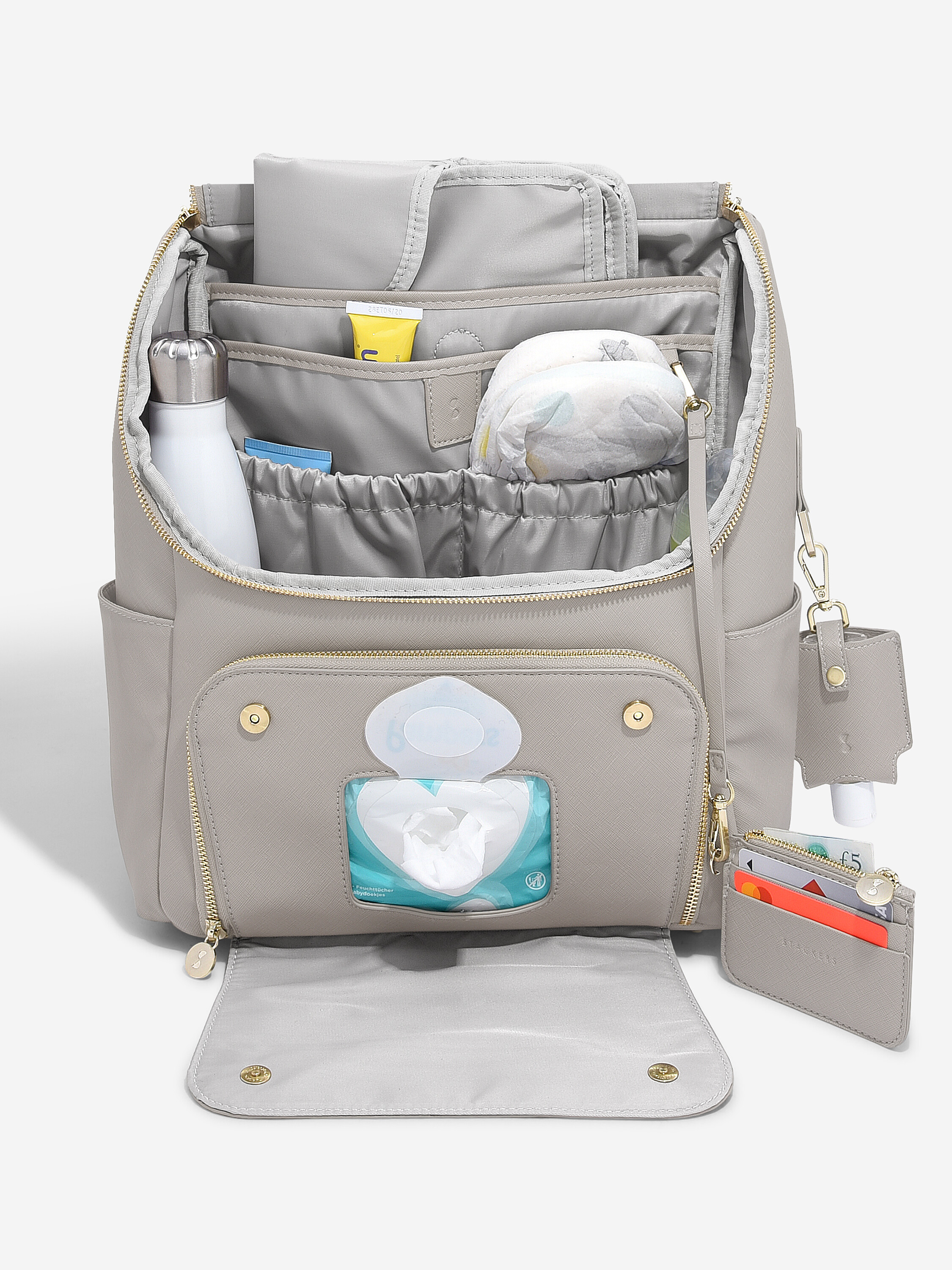 Taupe Baby Changing Backpack - CREASED EXTERIOR Outlet Stackers