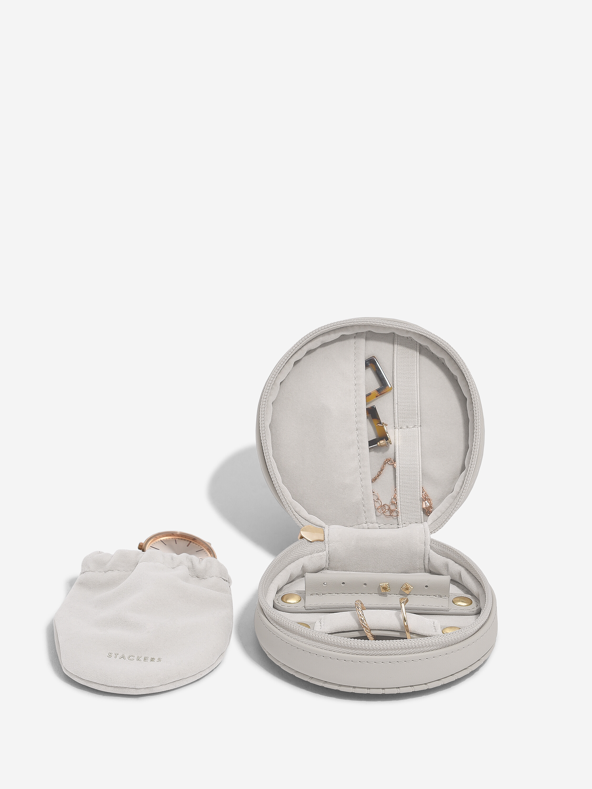 Fluted Round Travel Jewellery Box New In Stackers