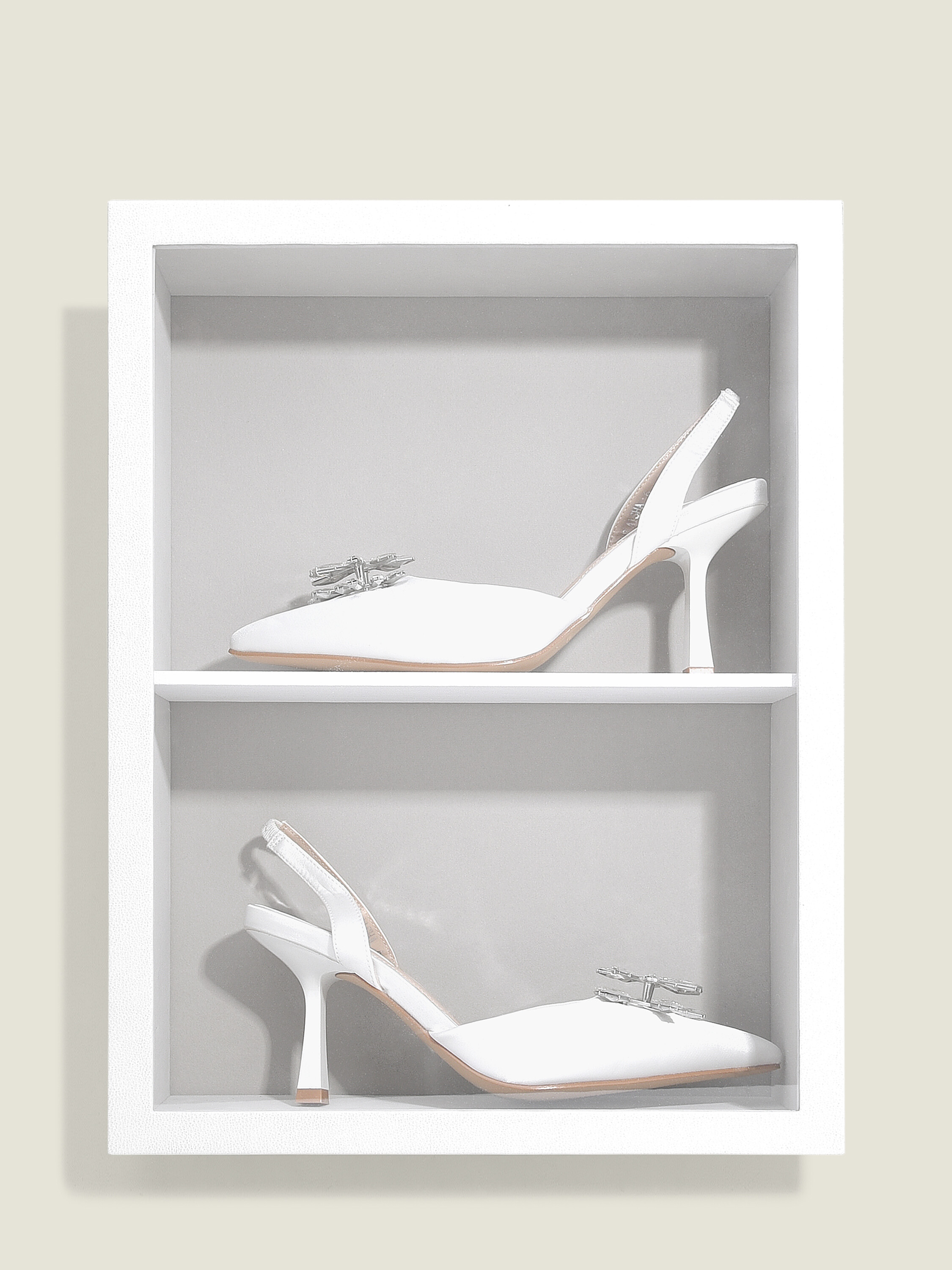 White Shoe Glass Display Frame Home Stackers