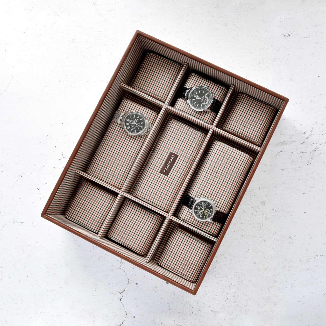 STACKER WATCHBOX 15 PC OPEN TAN CHECK Outlet Stackers